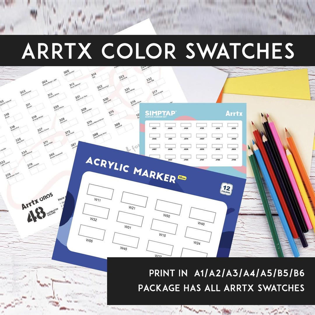 Arrtx Blank Color Swatches - All Arrtx Markers [A4 Size Charts] - Etsy