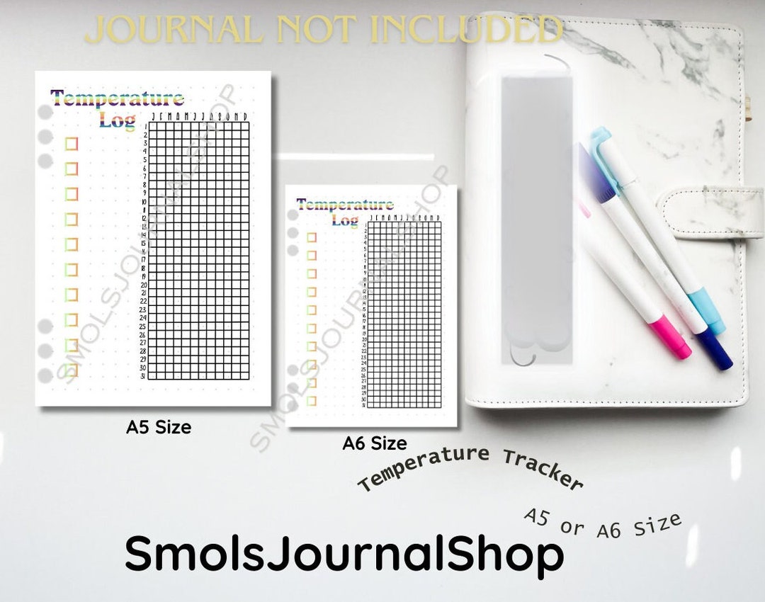 Temperature Log Tracker Journal Spread | Pre Made Journal Page - Etsy