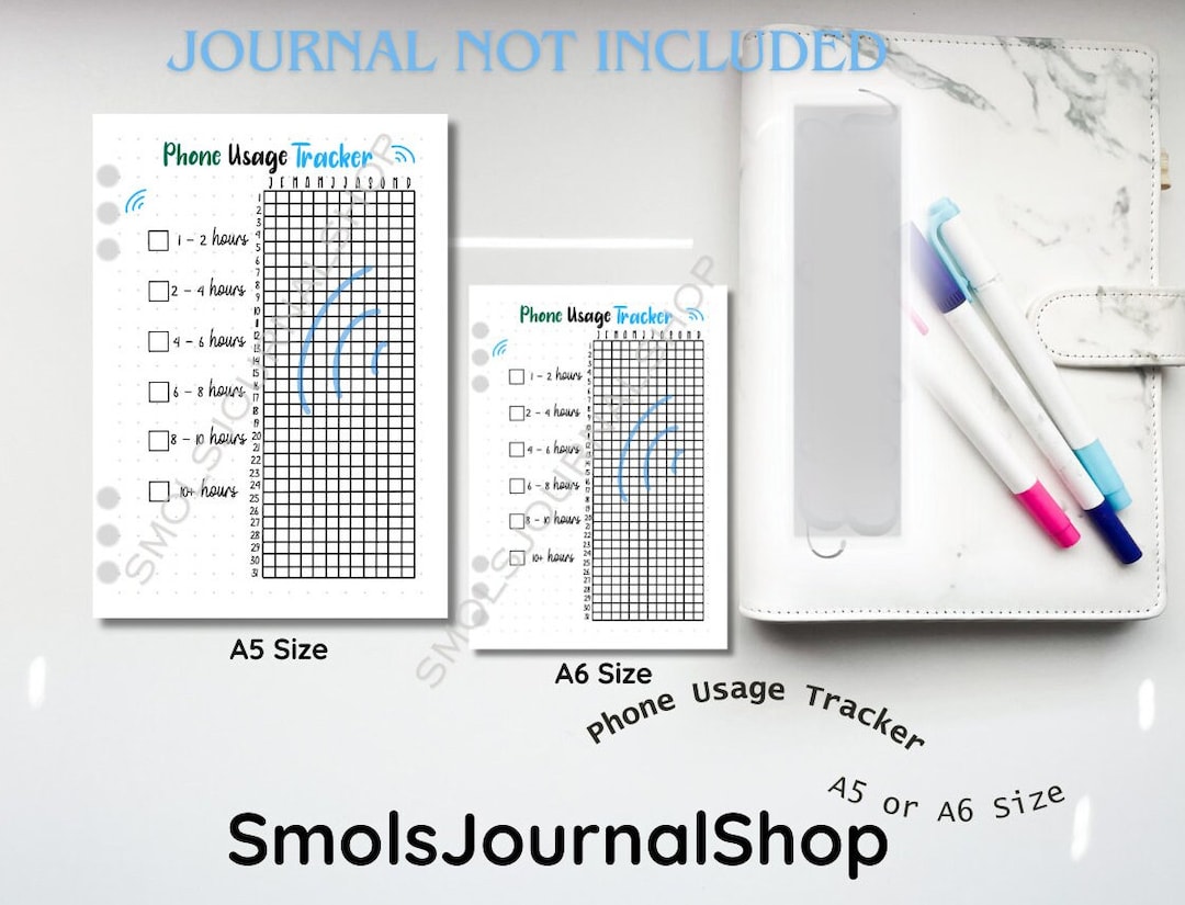 Yearly Phone Usage Tracker Journal Spread | Pre Made Journal Page - Etsy