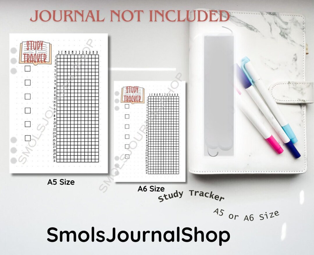 Study Tracker Journal Spread | Pre Made Journal Page - Etsy