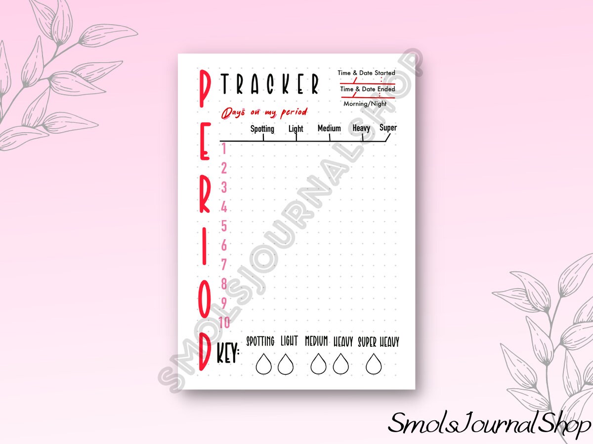 Period Tracker Journal Spread Pre Made Journal Page - Etsy