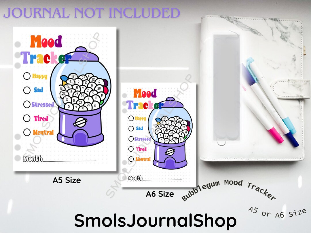 Mood Tracker Gumball Machine Journal Spread Pre Made Journal - Etsy