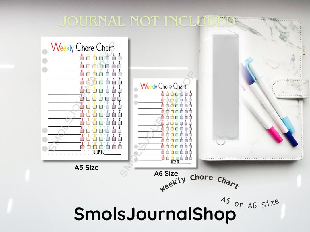 Weekly Chore Chart Tracker Journal Spread Pre Made Journal Page - Etsy