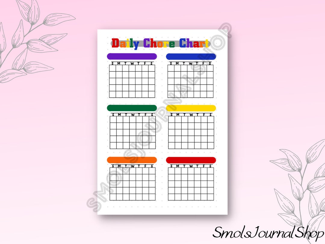 Daily Chore Chart Tracker Journal Spread Pre Made Journal Page - Etsy