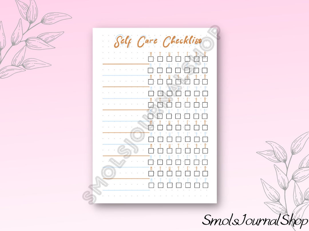 Self Care Checklist Journal Spread Pre Made Journal Page - Etsy