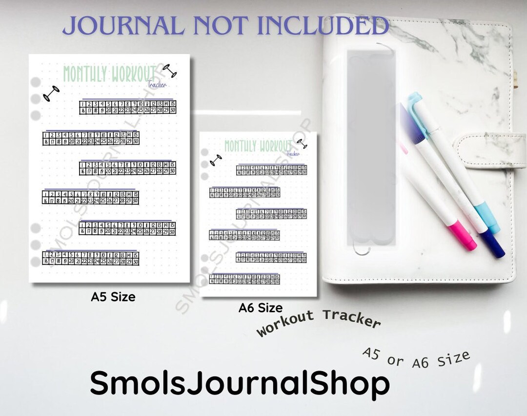 Monthly Workout Tracker Journal Spread | Pre Made Journal Page - Etsy