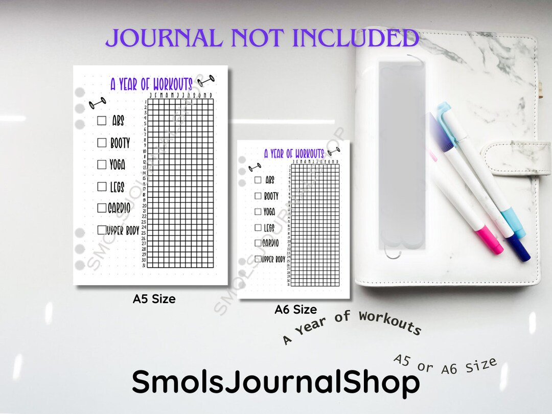Yearly Workout Tracker Journal Spread | Pre Made Journal Page - Etsy