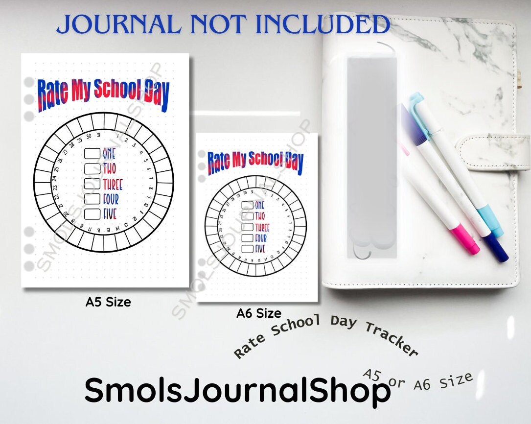 Monthly Rate My School Day Tracker Journal Spread | Pre Made Journal Page - Etsy