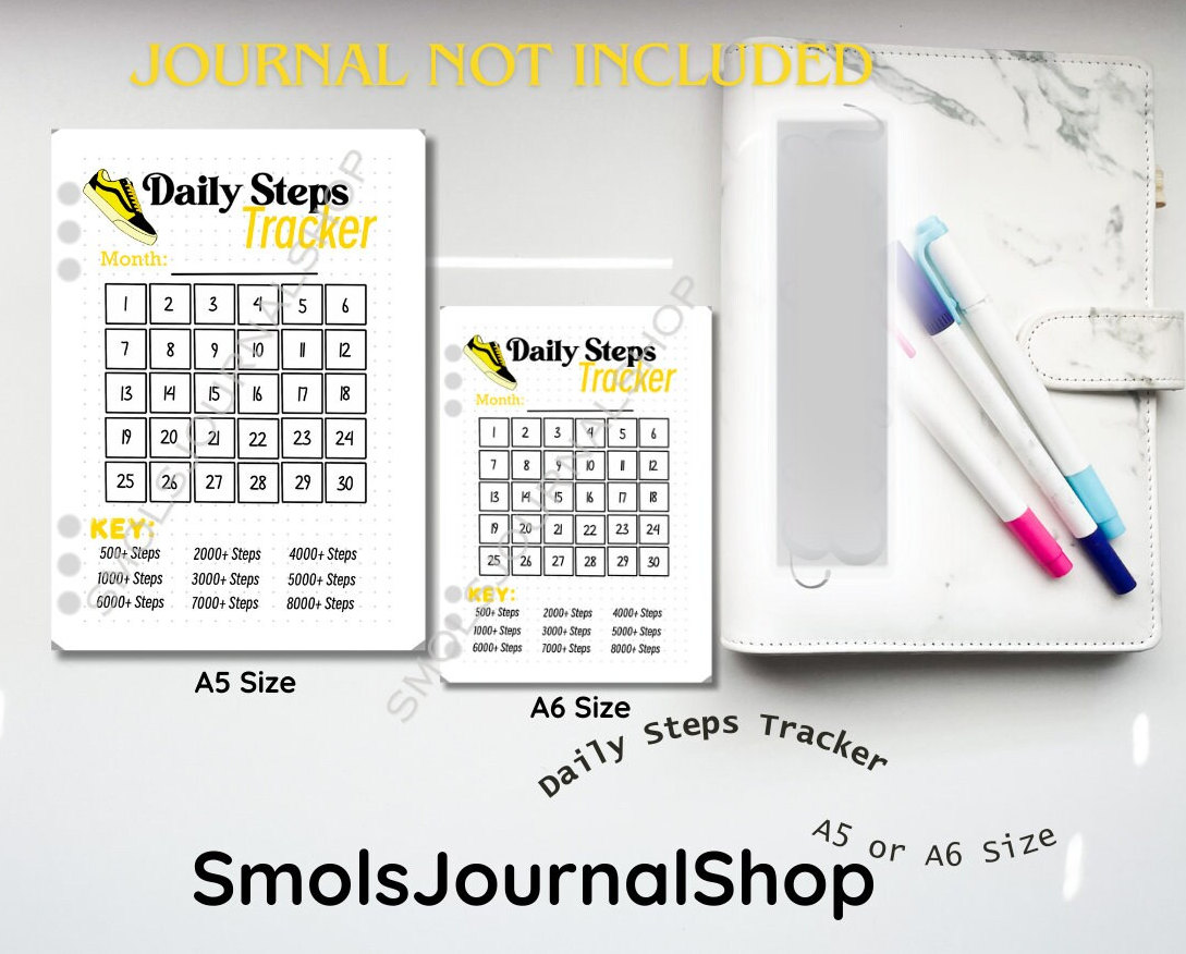 Daily Steps Tracker Journal Spread | Pre Made Journal Page - Etsy