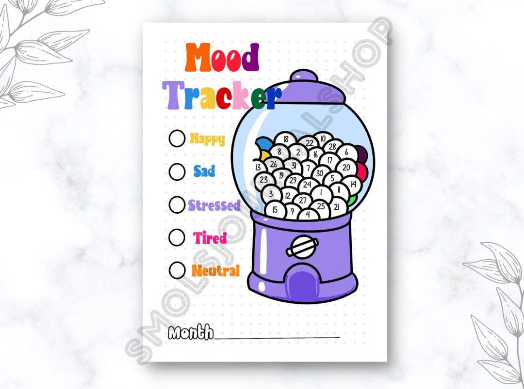 Mood Tracker Gumball Machine Journal Spread Pre Made Journal - Etsy