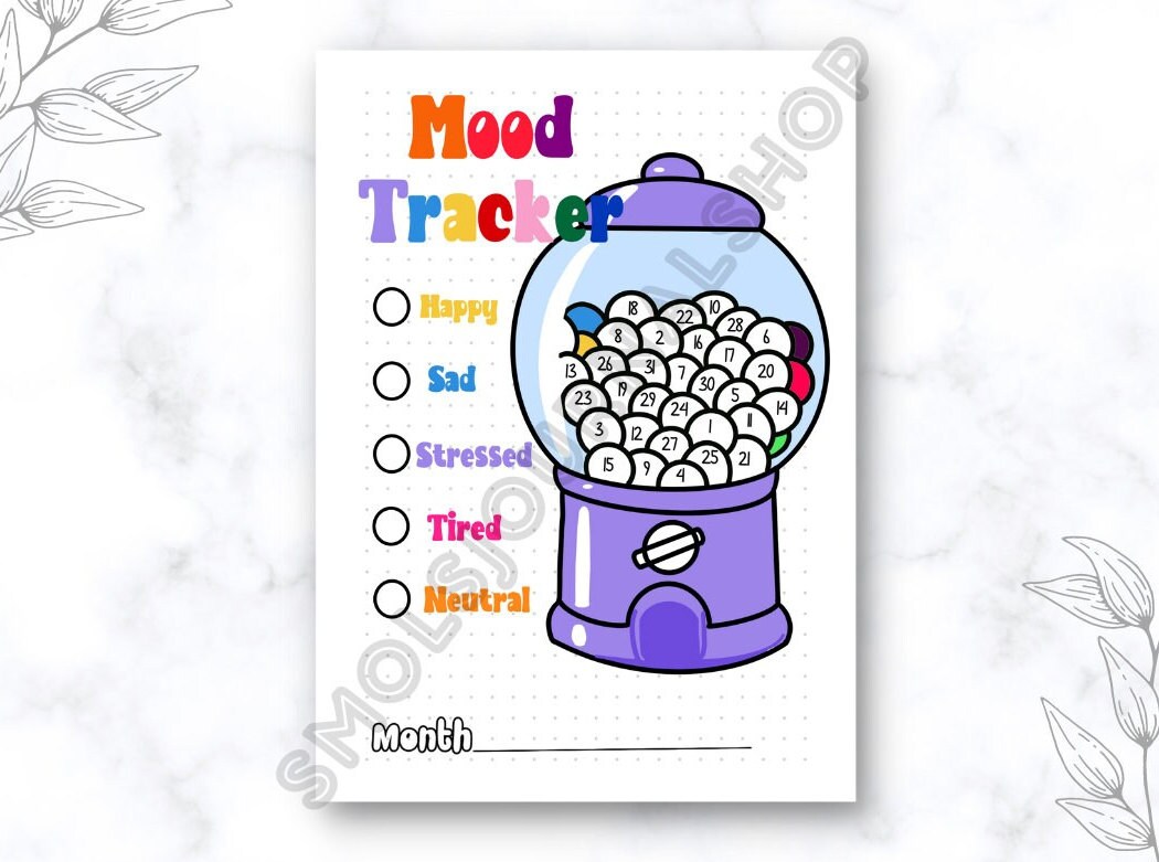 Mood Tracker Gumball Machine Journal Spread Pre Made Journal - Etsy