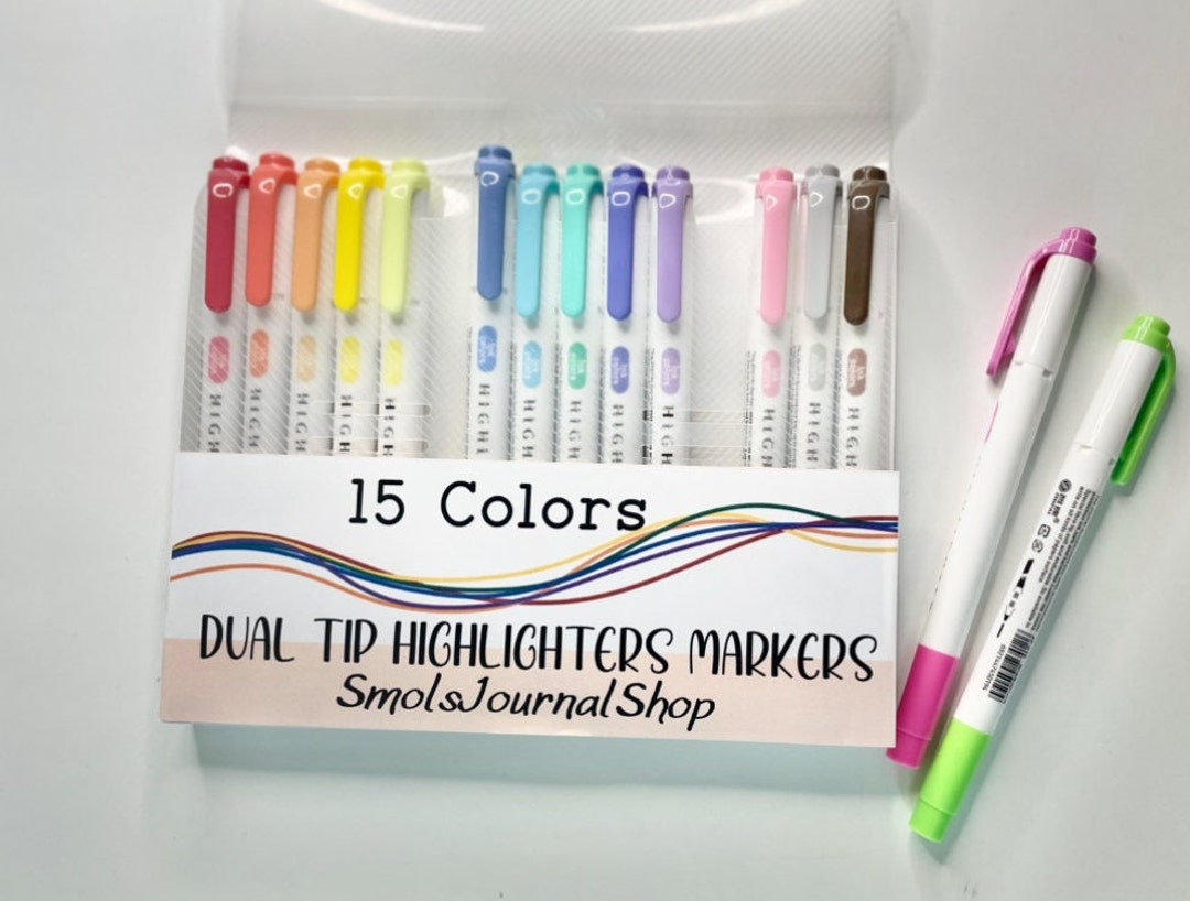 15 Pack of Dual Tip Highlighter Markers | Smolsjournalshop - Etsy