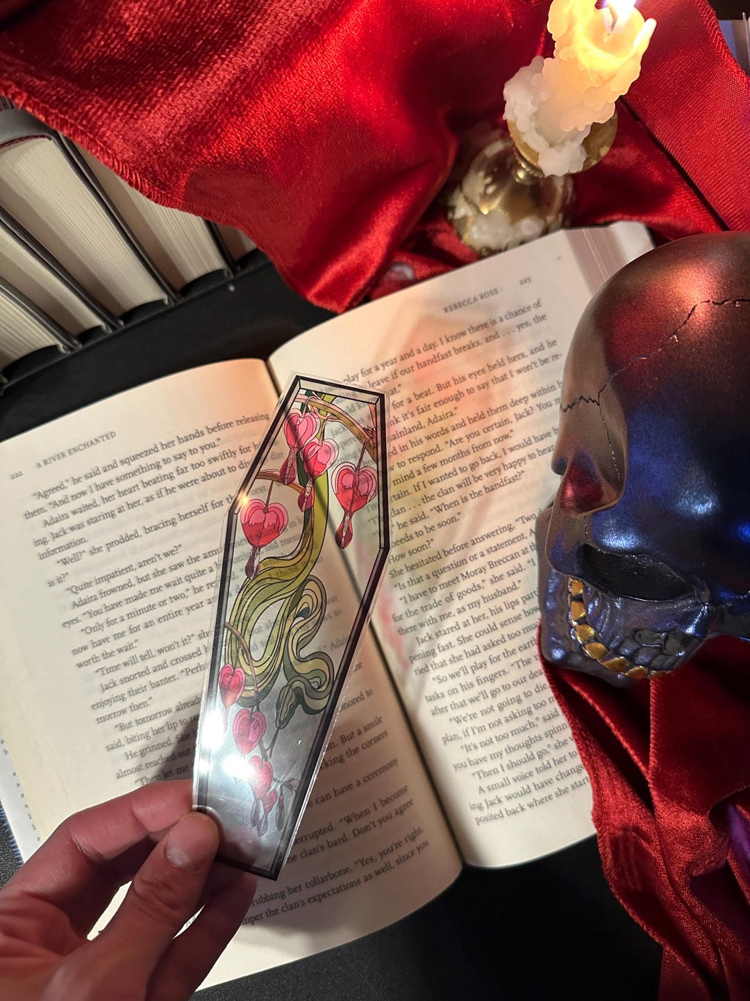 Bleeding Heart Poisonous Flower Stained Glass Bookmark | Coffin Shaped ...