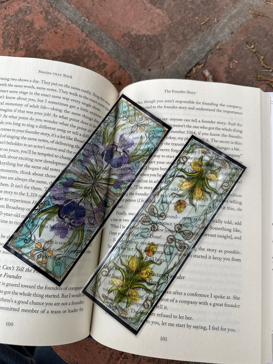 Spring Florals Stained Glass Bookmark Set Iris and Tulip Florals Art ...