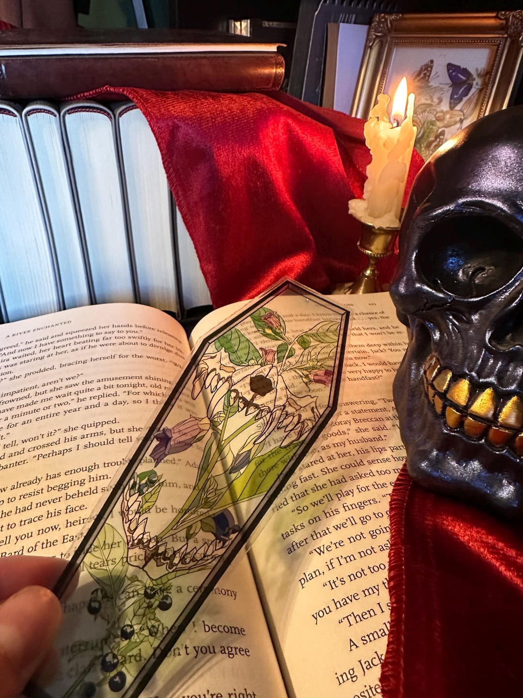 Deadly Nightshade Flower Stained Glass Bookmark Coffin Shaped Bookmark ...
