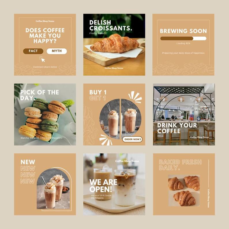 30 Coffee Instagram Post Templates Coffee Shop Templates Café Business ...