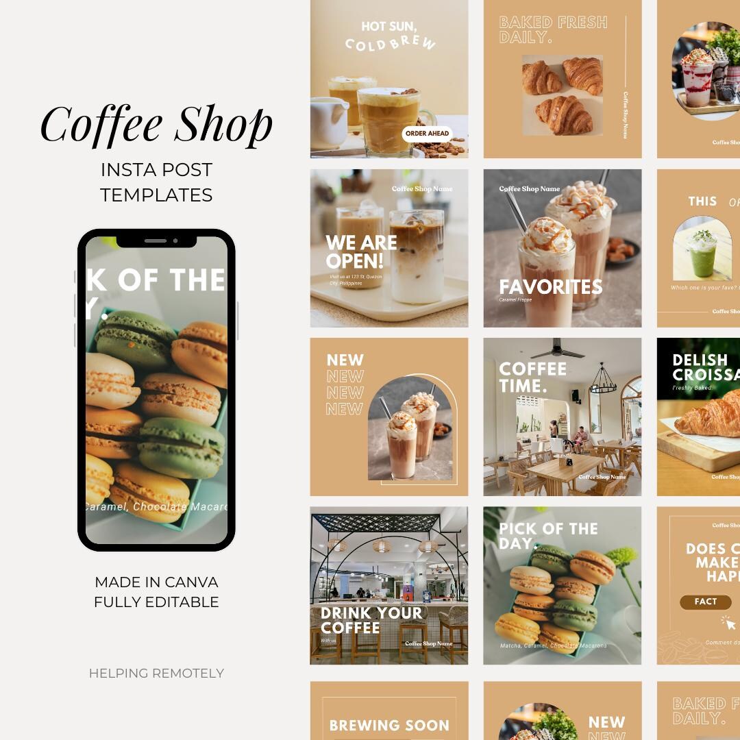 30 Coffee Instagram Post Templates Coffee Shop Templates Café Business ...