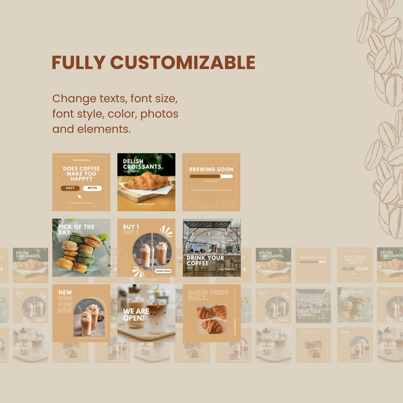 30 Coffee Instagram Post Templates Coffee Shop Templates Café Business ...