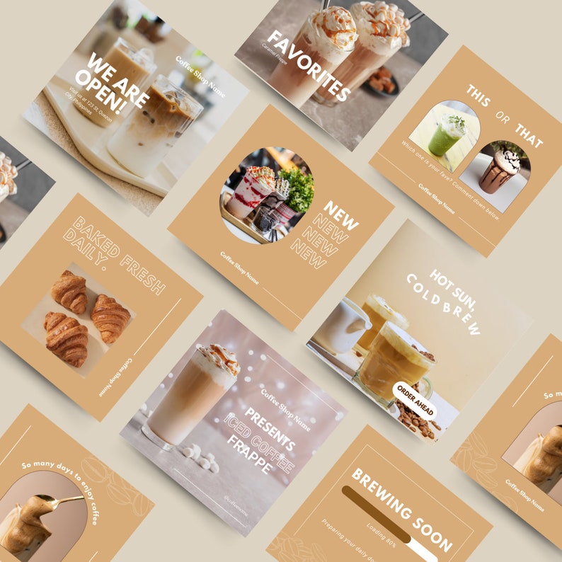 30 Coffee Instagram Post Templates Coffee Shop Templates Café Business ...