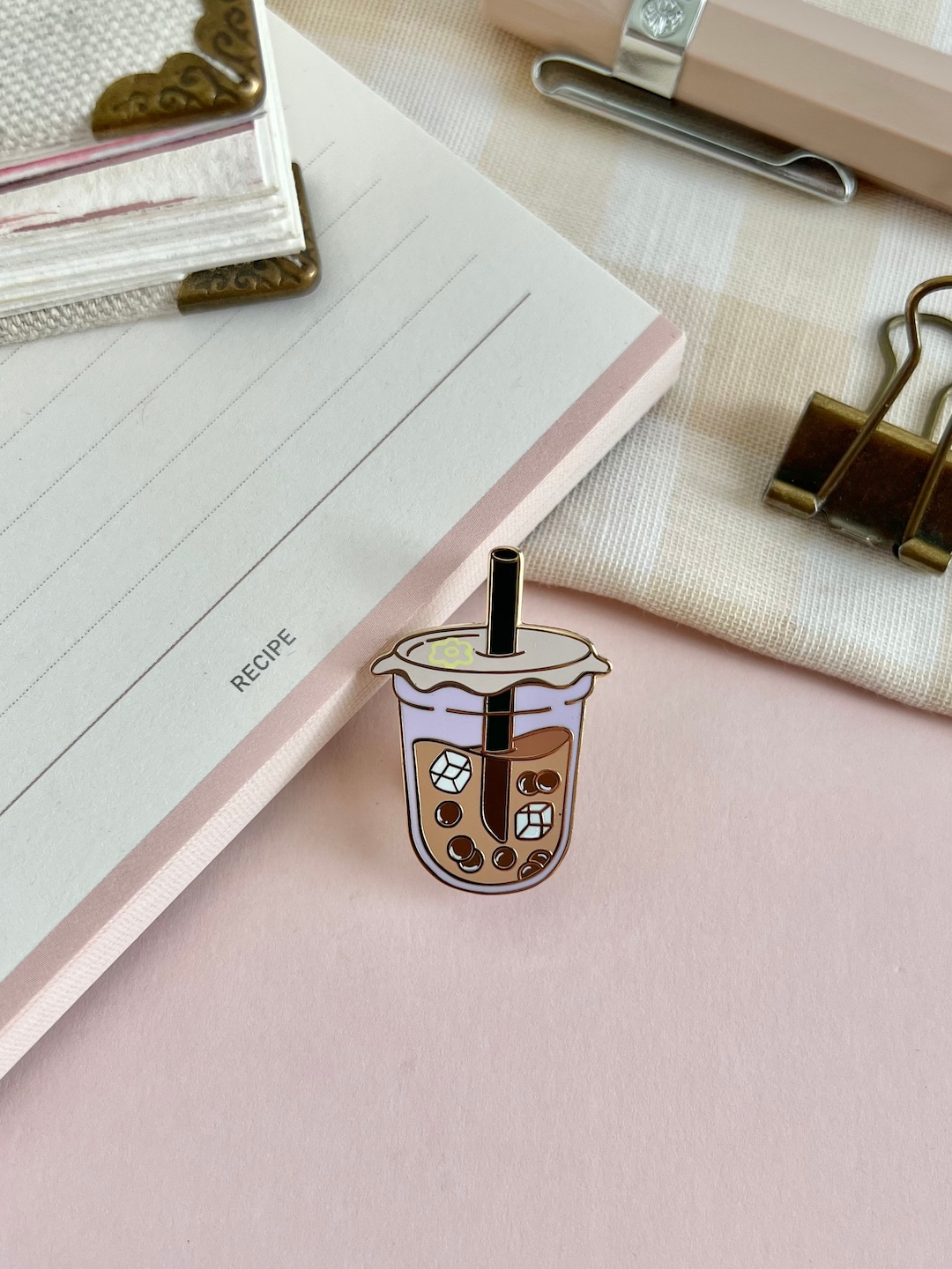 Milk Tea Enamel Pin - Cute Pin, Bubble Tea Pin, Food Pin, Kawaii, Food ...