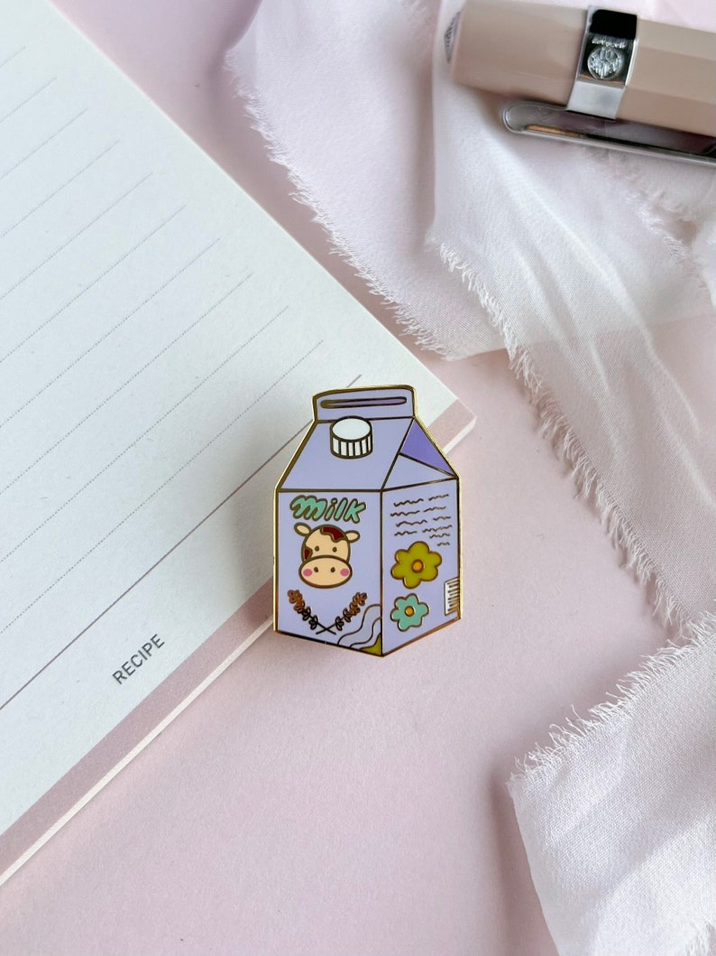 Lavender Milk Enamel Pin - Cute Pin, Milk Pin, Cow Pin, Food Pin ...
