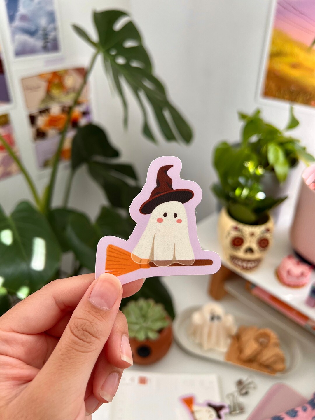 Spooky Ghost Sticker- Cute Stickers, Stationery, Laptop Sticker ...