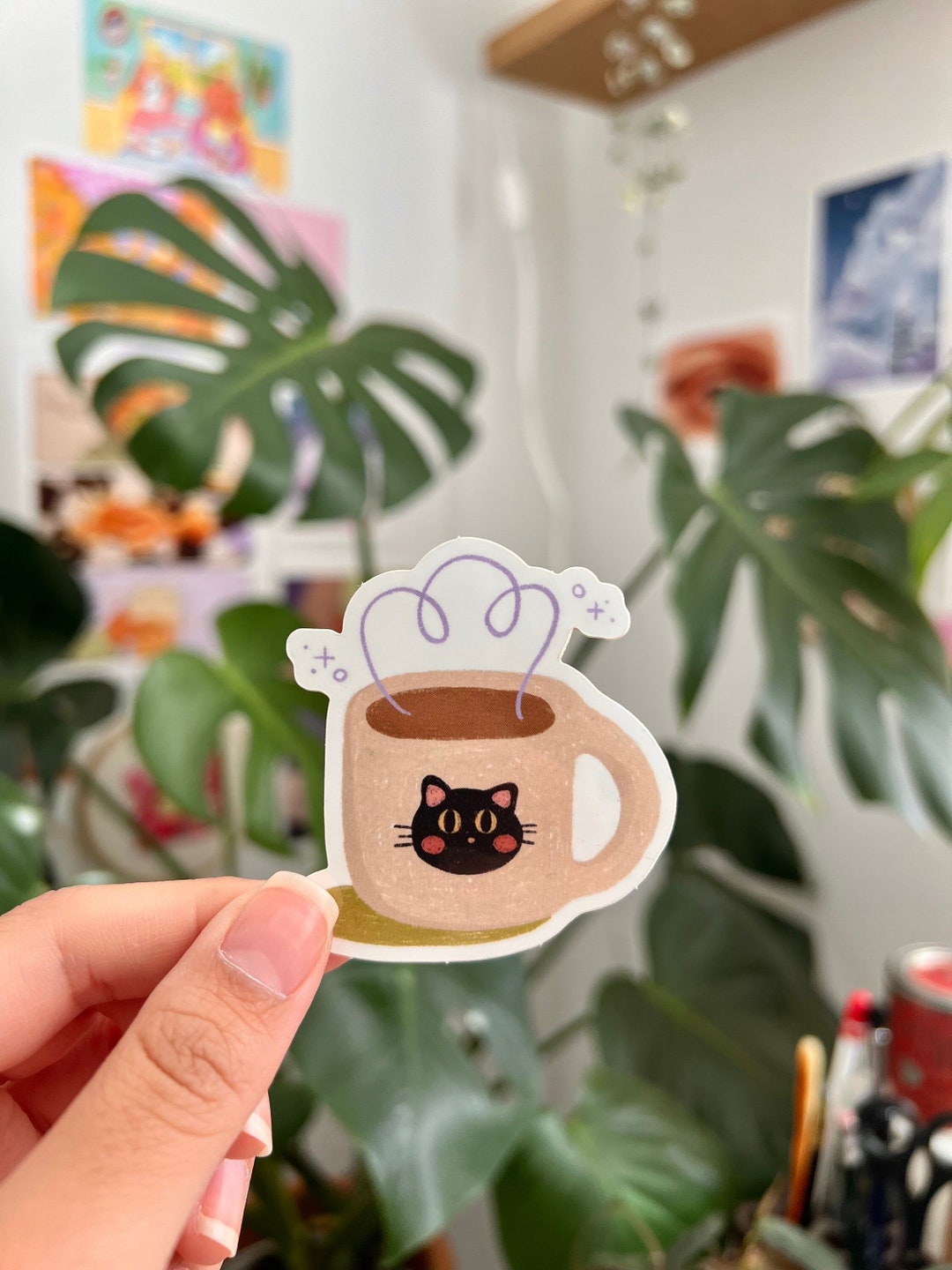 Coffee Cat Sticker - Etsy