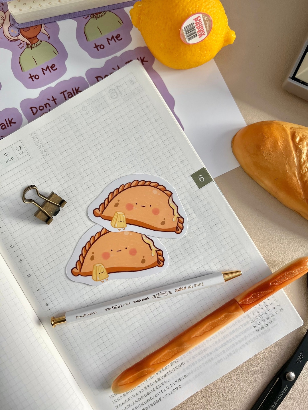 Pineapple Empanada Sticker - Vinyl Sticker, Pan, Bread, Cute Art ...