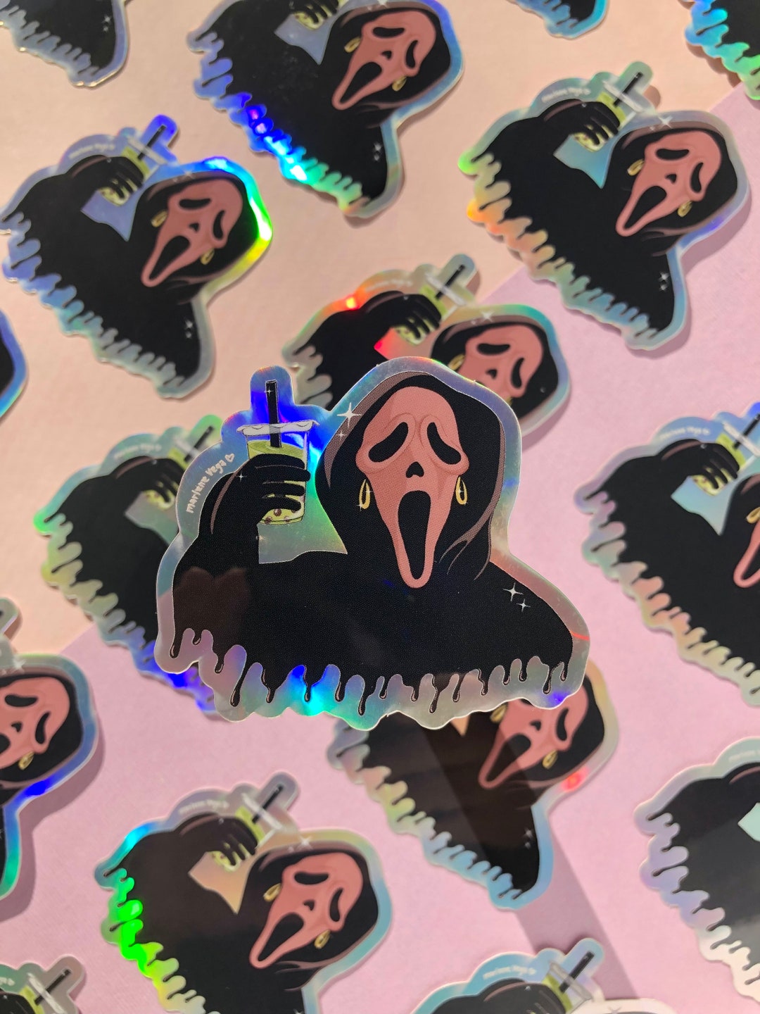 Ghost Face and Her Boba Sticker Halloween Sticker Spooky - Etsy