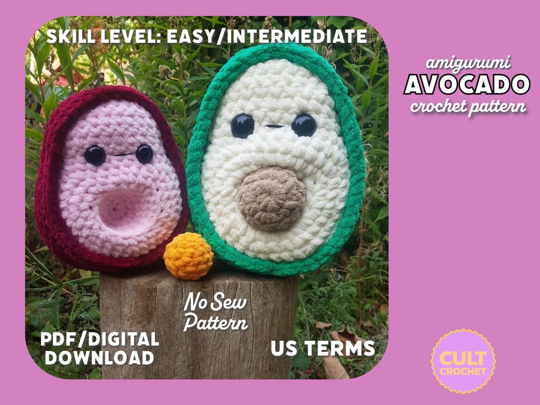 Avocado Crochet Pattern: No Sew Amigurumi (PDF Digital Download) US ...