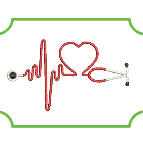 Heart Stethoscope Monogram Frame Embroidery Design Instant | Etsy