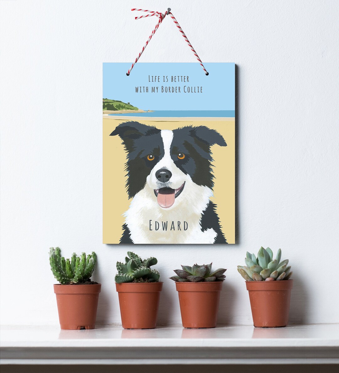 Personalised Border Collie Wooden Sign With String. - Etsy