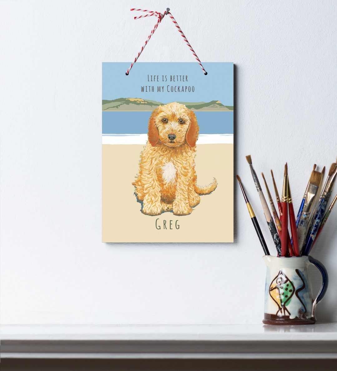 Personalised Cockapoo Wooden Sign With String. - Etsy