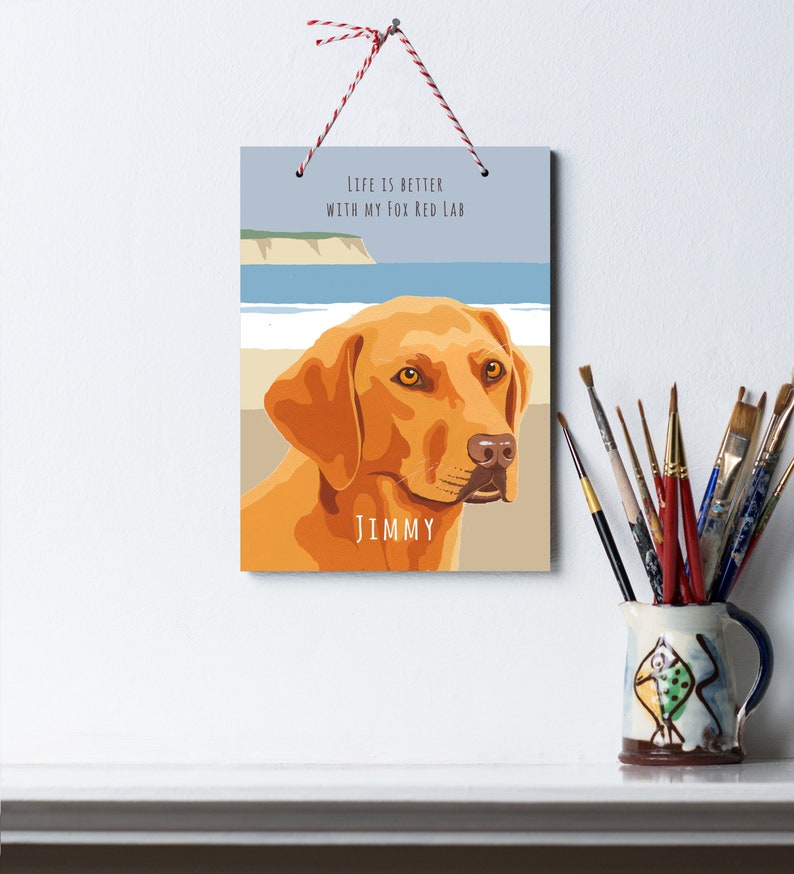 Personalised Fox Red Labrador Wooden Sign With String. - Etsy