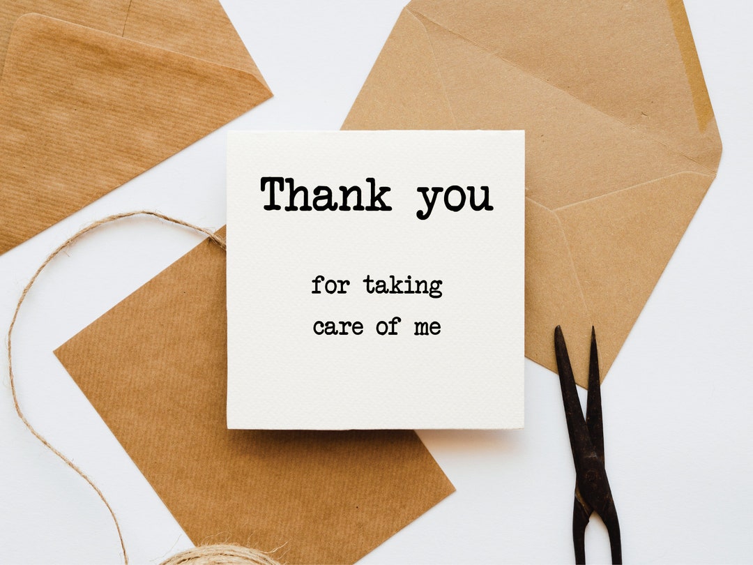 Thank You for Taking Care of Me Card Thank You Card - Etsy