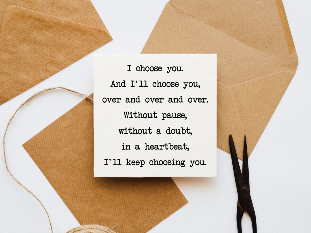 I Choose You Card Card for Her Card for Him Card for - Etsy