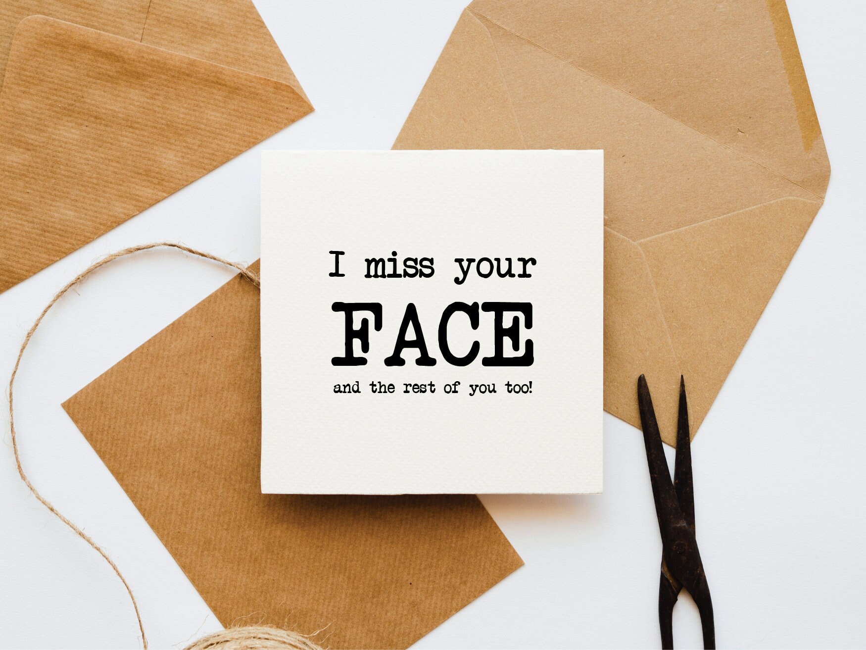 I Miss Your Face Card, Thinking of You Card, Upbeat Card, Positive Card ...