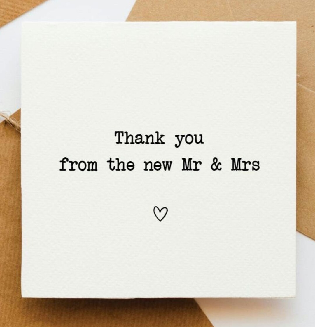 Thank You From the New Mr and Mrs Card, Thank You Card, Bride and Groom ...