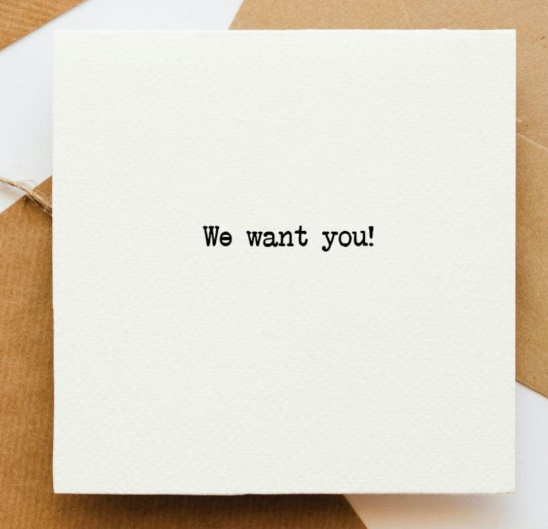 We Want You Card, Recruitment Card, Card for Colleague, Employment, New ...