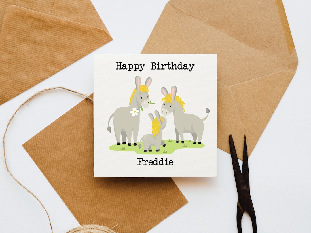 Donkey Theme Birthday Card Children's Greetings Card - Etsy