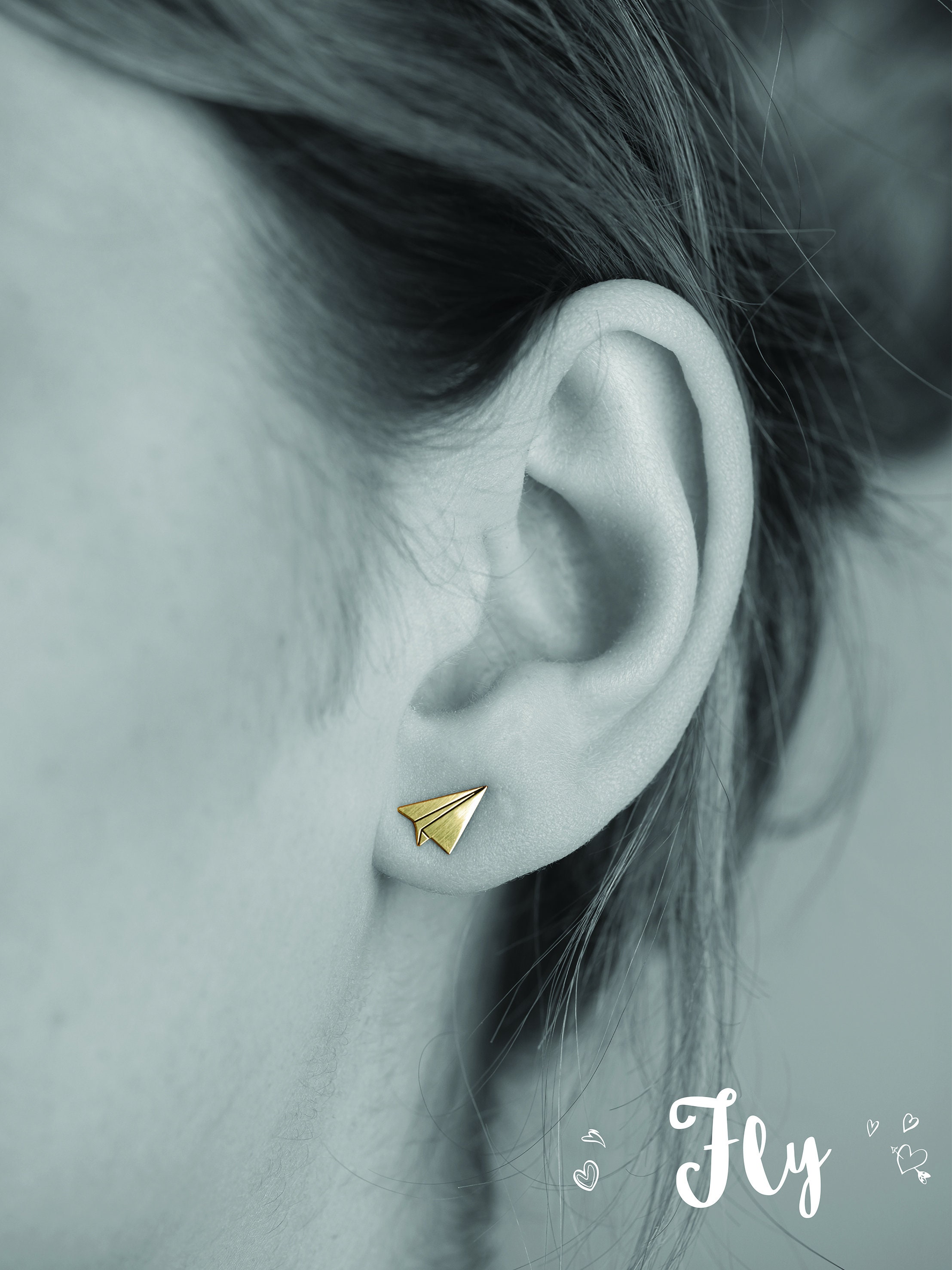 Paper Plane Ear Studs 925 Sterling Silver Handmade, Love and Friendship ...