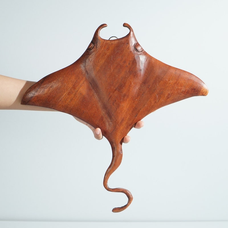 Manta Ray Wood Statue - Etsy