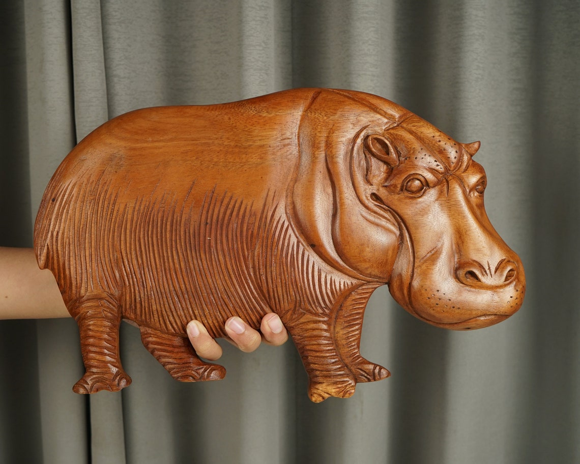Hippo Wall Decor Coastal Wall Art Wild Animal Wood Carving - Etsy