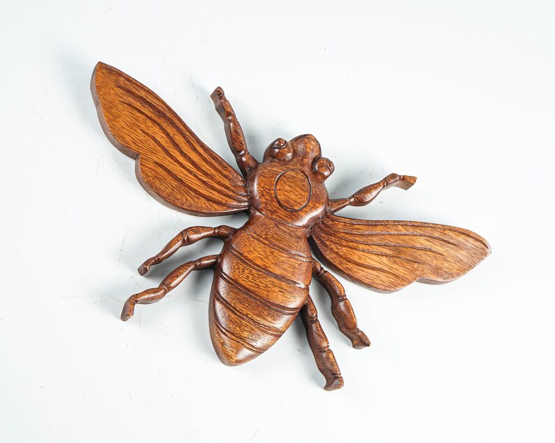 Bee Wall Art Wood Carving Insect Statue Handcrafted Animal | Etsy