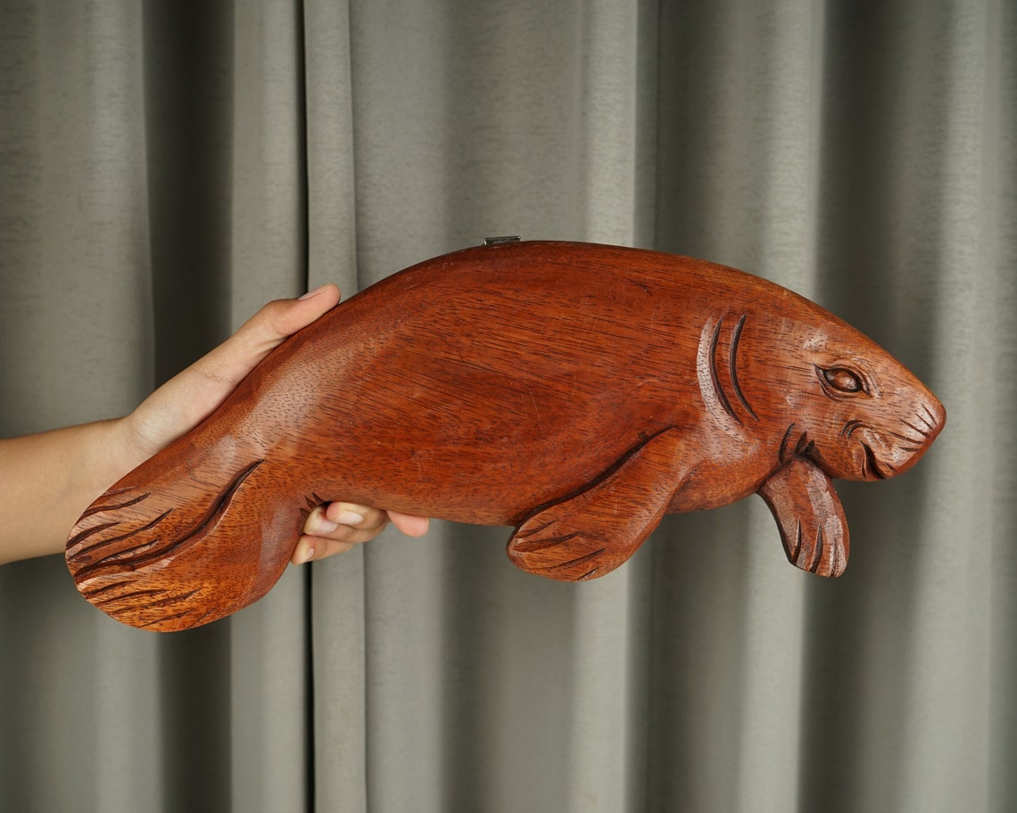 Manatee Wall Ornament Wooden Statue Wall Art Wood Carving | Etsy