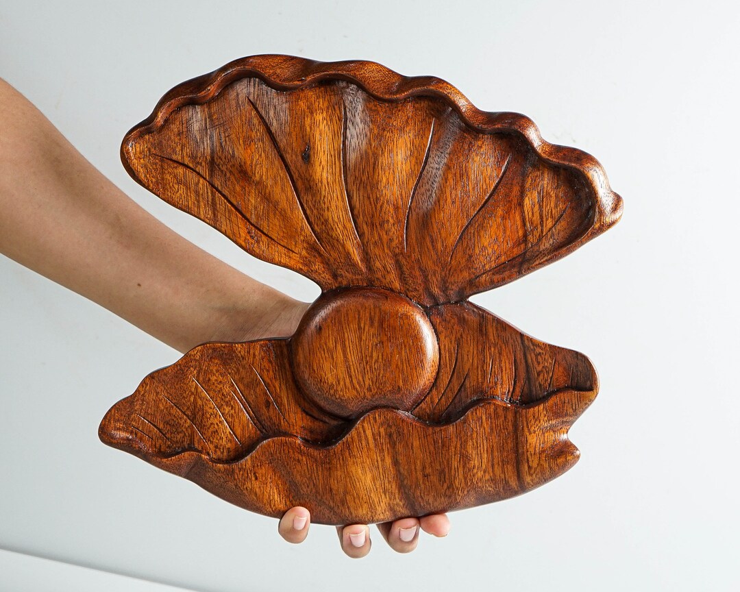 Pearl Oyster Wall Decor, Coastall Wall Art, Wood Carving, Seashell ...