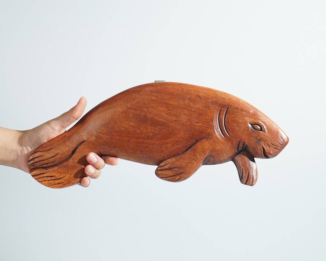 Manatee Wall Ornament Wooden Statue Wall Art Wood Carving - Etsy