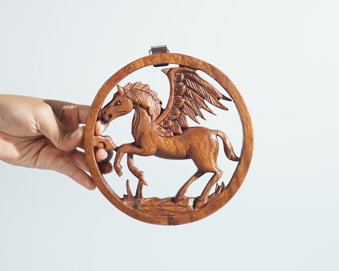 Pegasus Wall Decor, Wooden Art, Hanging Art, Wood Carving, Handmade ...