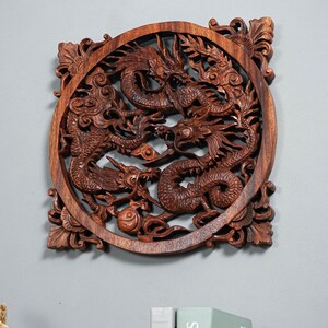Chinese Dragon Wall Decor, Dragon Wall Art, Wood Carving, Chinese ...