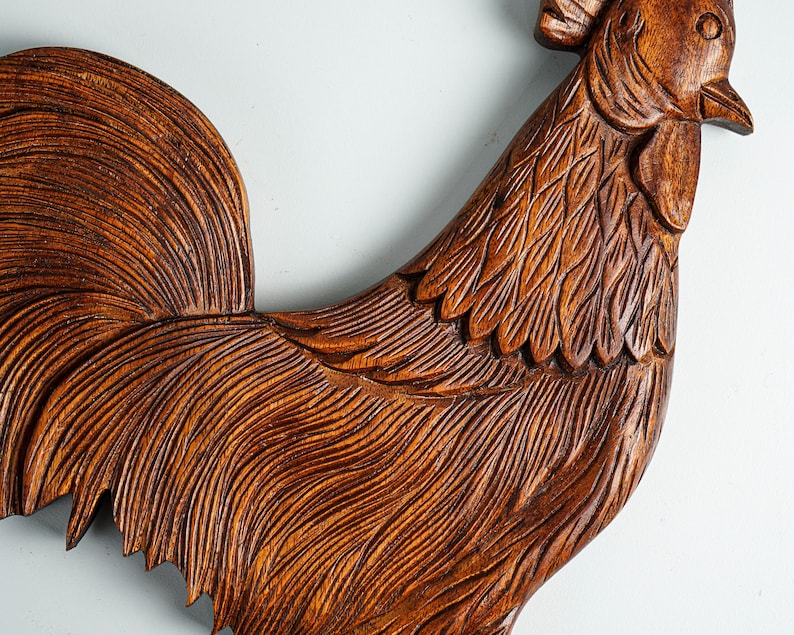 Wooden Rooster Wall Decor Rooster Wall Hanging Wood Carving - Etsy